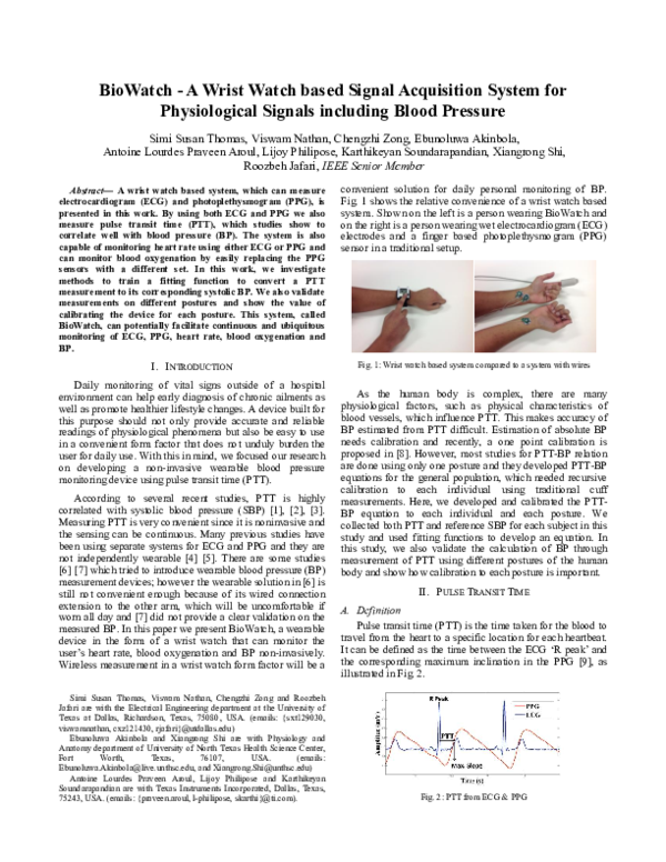 (PDF) BioWatch - A wrist watch based signal acquisition system for ...