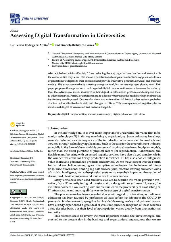 (PDF) Assessing Digital Transformation in Universities