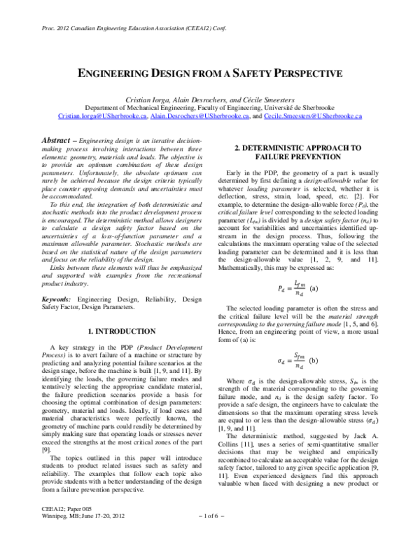 (PDF) Engineering Design from a Safety Perspective