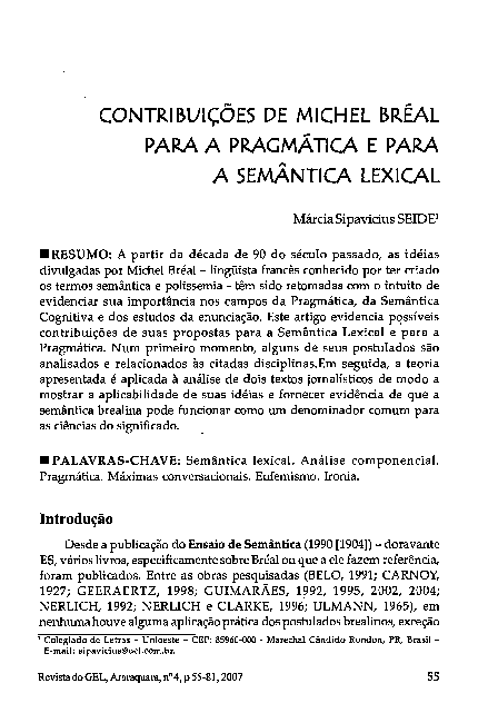 (PDF) Contribuições de Michel Breal para a pragmática e para a ...