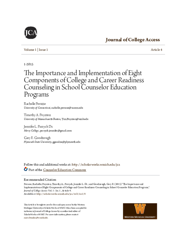 (PDF) The Importance and Implementation of Eight Components of College ...