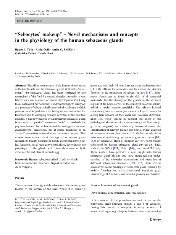 (PDF) “Sebocytes’ makeup” - Novel mechanisms and concepts in the ...