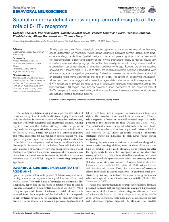 (PDF) Spatial memory deficit across aging: current insights of the role ...
