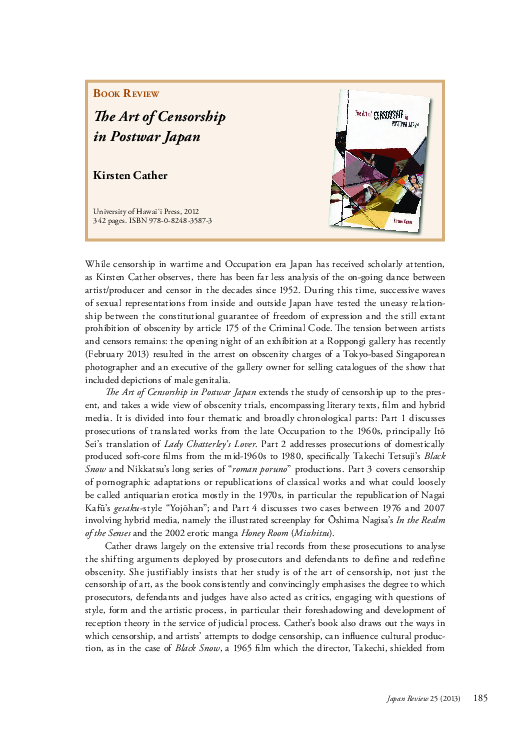 (PDF) The Art of Censorship in Postwar Japan