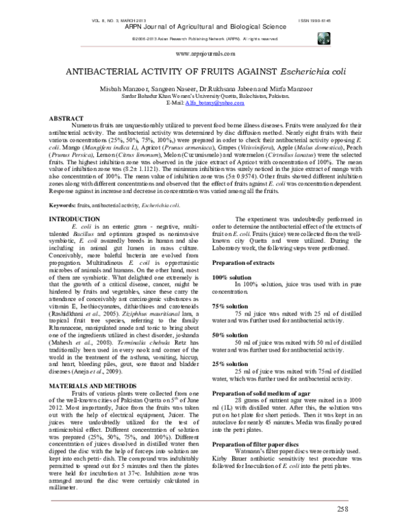 (PDF) ARPN Journal of Agricultural and Biological Science ANTIBACTERIAL ACTIVITY OF FRUITS ...