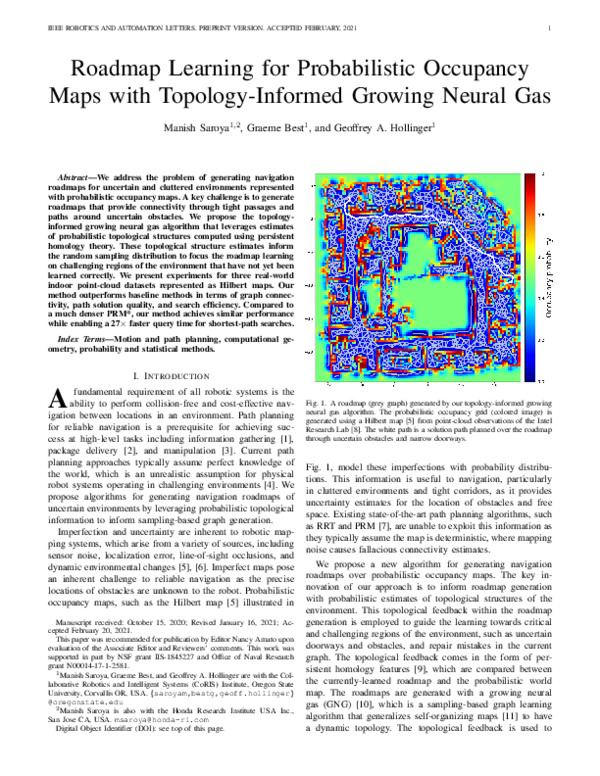 (PDF) Roadmap Learning for Probabilistic Occupancy Maps With Topology-Informed Growing Neural Gas