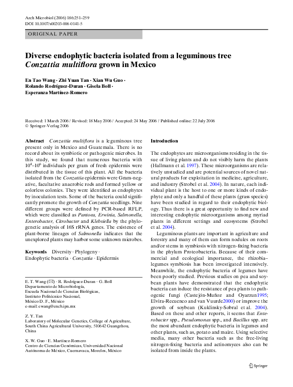 (PDF) Diverse endophytic bacteria isolated from a leguminous tree ...