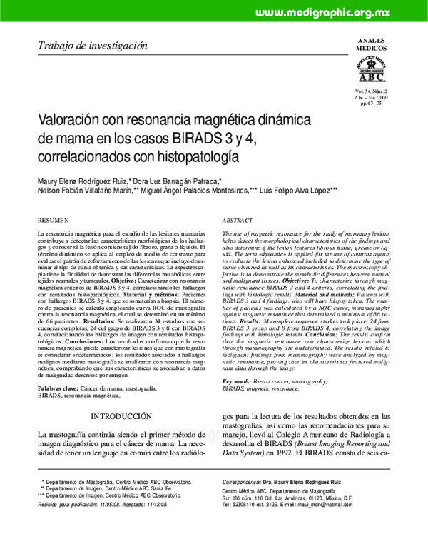 (PDF) Valoración con resonancia magnética dinámica de mama en los casos ...