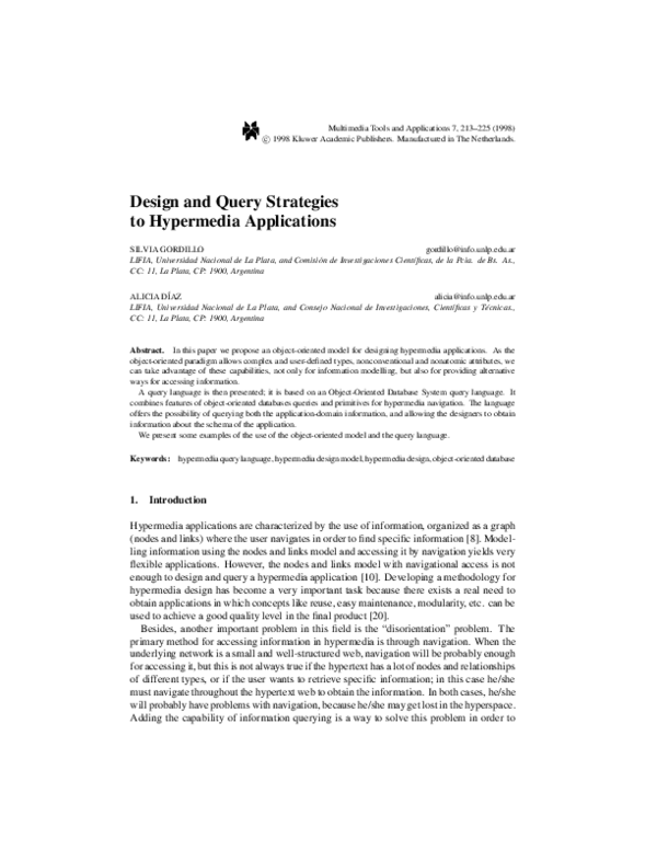 (PDF) Design and Query Strategies to Hypermedia Applications