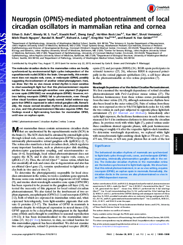 (PDF) Neuropsin (OPN5)-mediated photoentrainment of local circadian ...