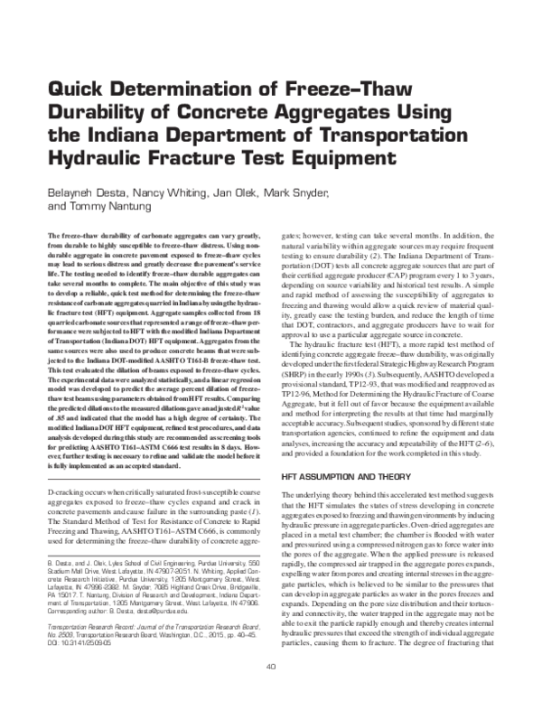 (PDF) Quick Determination of Freeze-Thaw Durability of Concrete ...