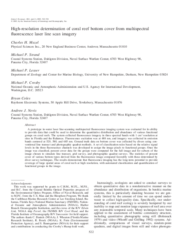 (PDF) High-resolution determination of coral reef bottom cover from ...