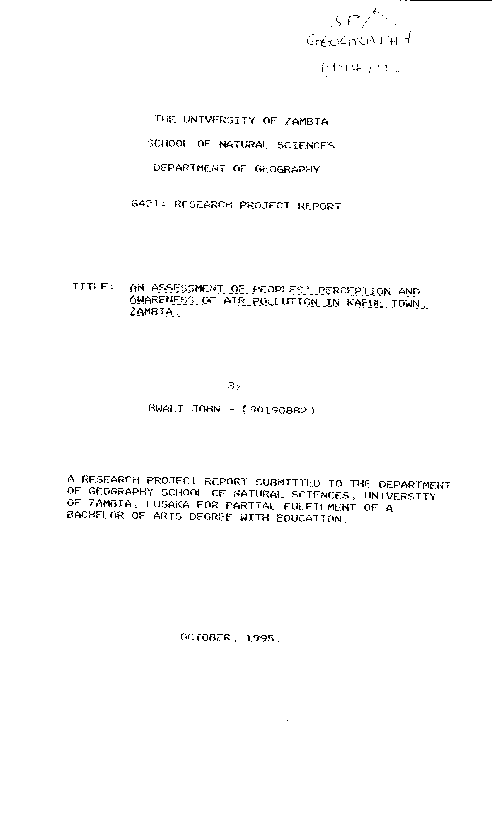(PDF) Geography field project on pollution