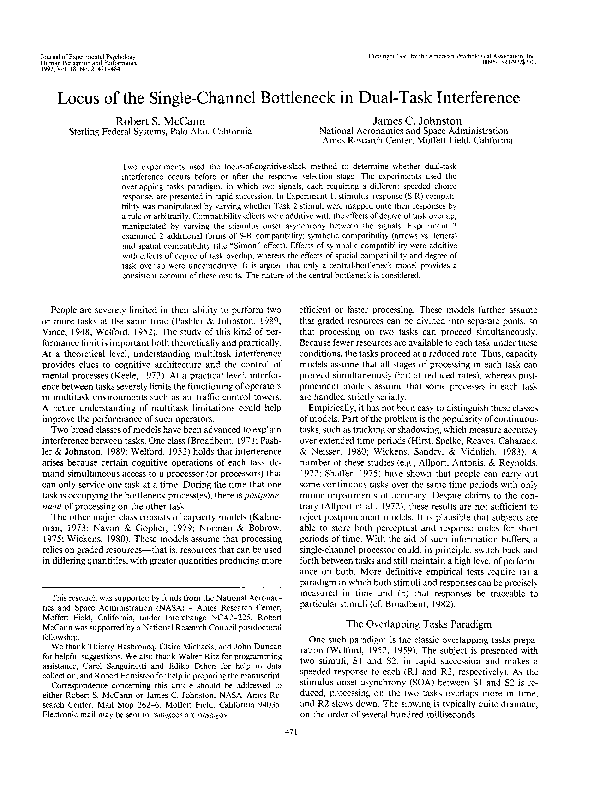 (PDF) Locus of the single-channel bottleneck in dual-task interference