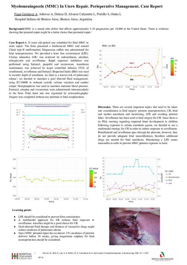(PDF) Myelomeningocele (Mmc) In Utero Repair. Perioperative Management ...