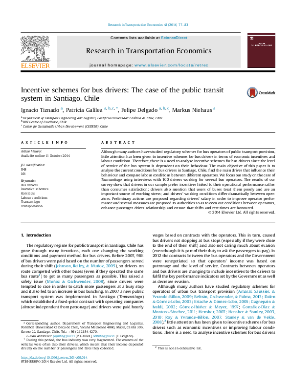 (PDF) Incentive schemes for bus drivers: The case of the public transit ...