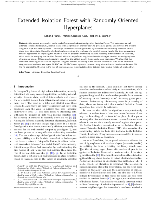 (PDF) Extended Isolation Forest with Randomly Oriented Hyperplanes