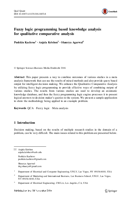 (PDF) Fuzzy logic programming based knowledge analysis for qualitative comparative analysis