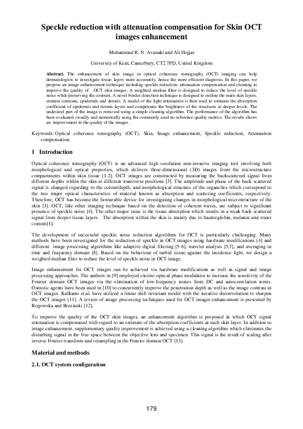 (PDF) Speckle Reduction With Attenuation Compensation for Skin OCT ...