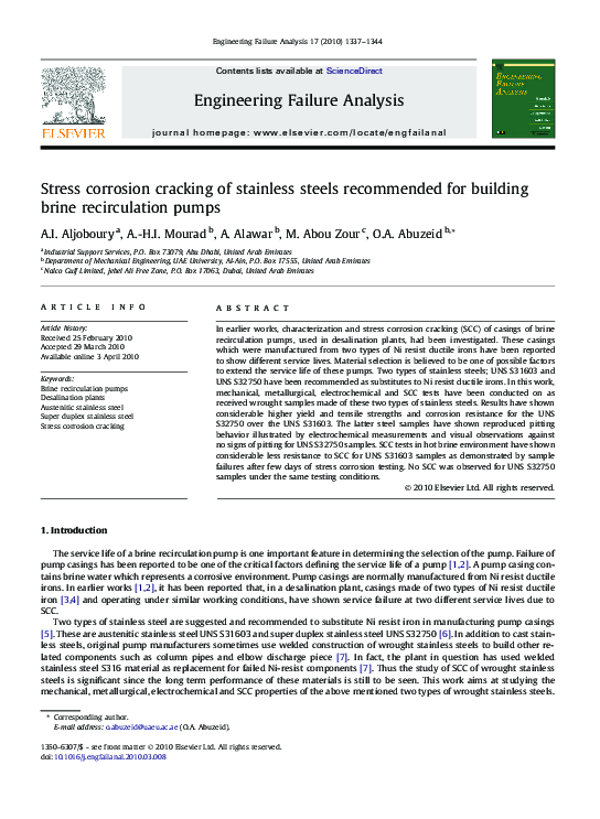 (PDF) Stress corrosion cracking of stainless steels in high temperature ...