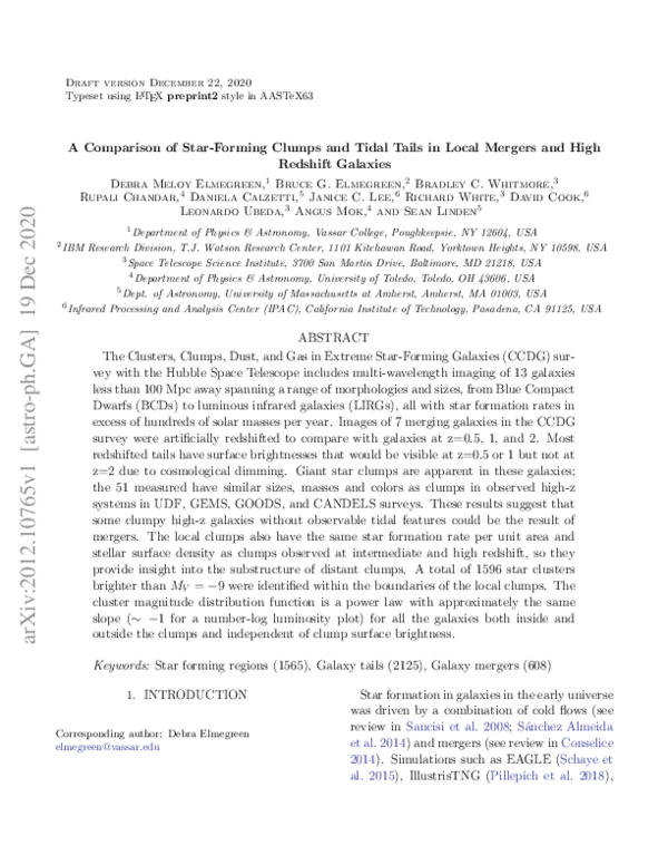 (PDF) A Comparison of Star-forming Clumps and Tidal Tails in Local ...
