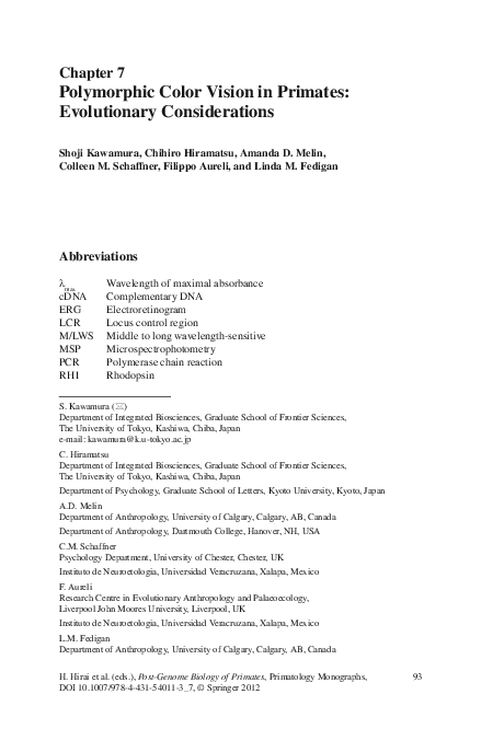 (PDF) Polymorphic Color Vision in Primates: Evolutionary Considerations