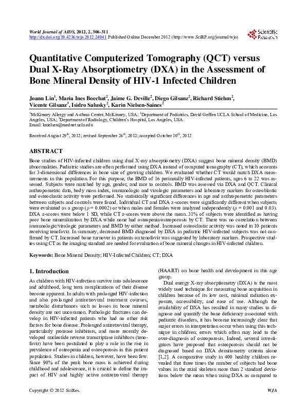 (PDF) Quantitative Computerized Tomography (QCT) versus Dual X-Ray ...