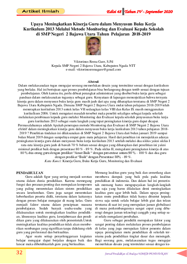 (PDF) Upaya Meningkatkan Kinerja Guru dalam Menyusun Buku Kerja Kurikulum 2013 Melalui Metode ...