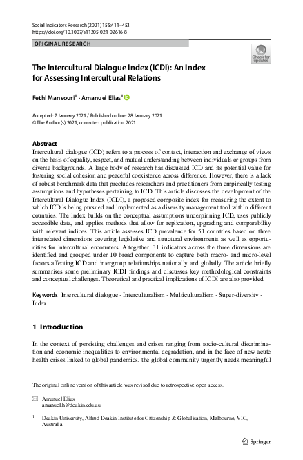 (PDF) The Intercultural Dialogue Index (ICDI): An Index for Assessing ...