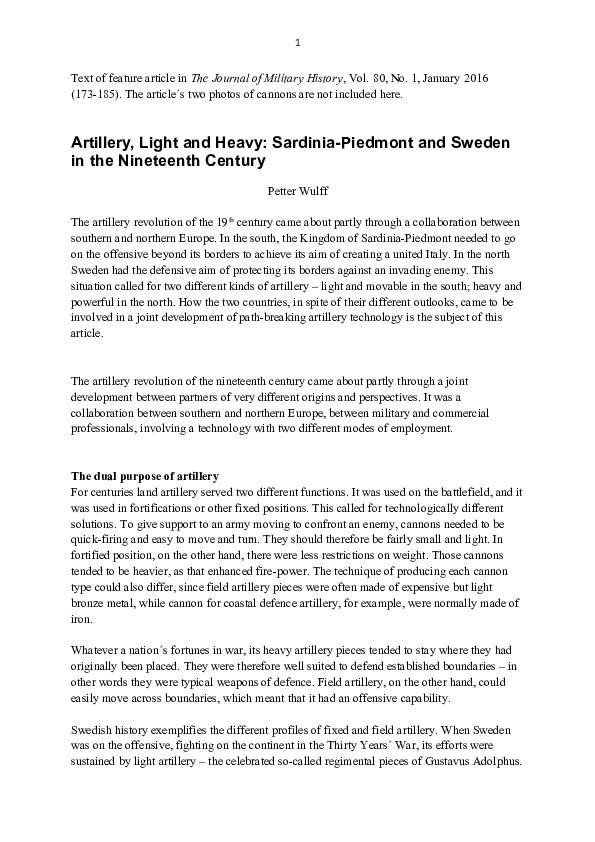 (DOC) Artillery, Light and Heavy : Sardinia-Piedmont and Sweden in the ...