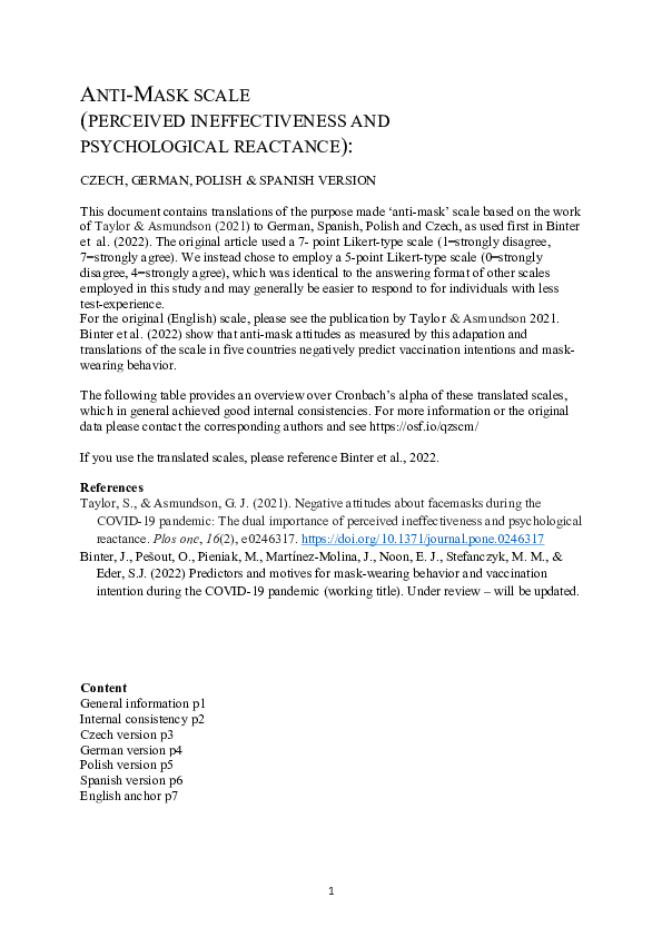 (PDF) Method: ANTI-MASK SCALE (perceived ineffectiveness and ...