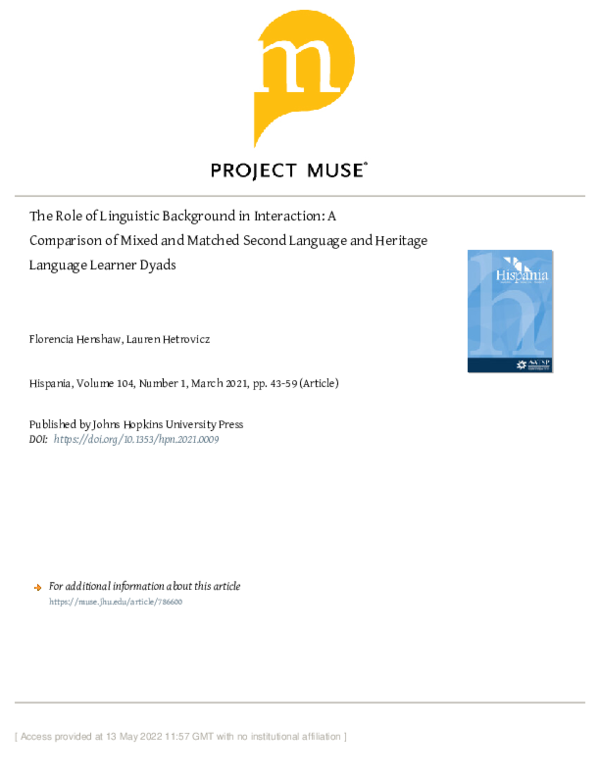 (PDF) The Role of Linguistic Background in Interaction: A Comparison of ...