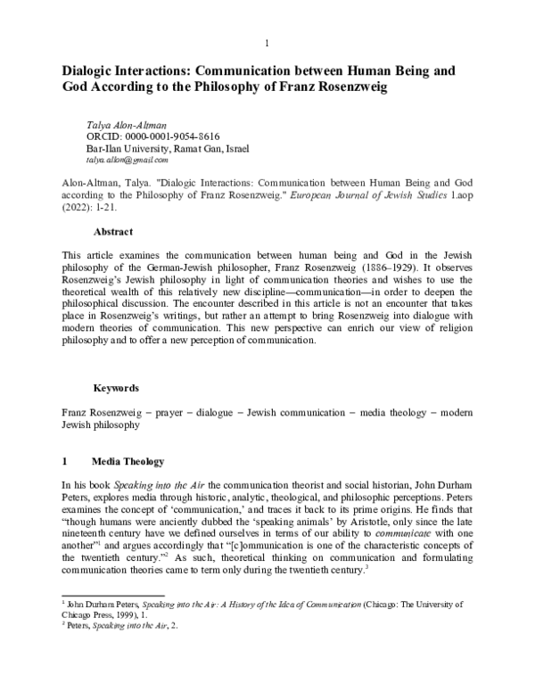 (DOC) Dialogic Interactions: Communication between Human Being and God ...