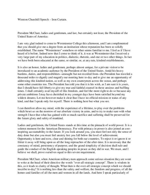 (PDF) Winston Churchill Speech -Iron Curtain