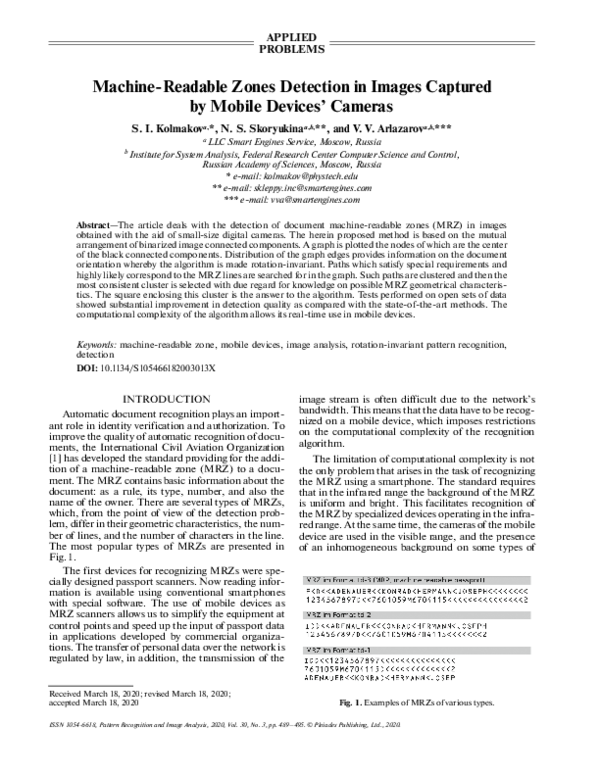 (PDF) Machine-Readable Zones Detection in Images Captured by Mobile ...