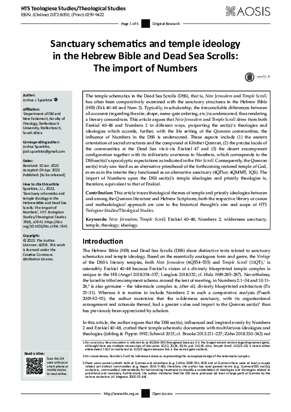 (PDF) Sanctuary schematics and temple ideology in the Hebrew Bible and ...