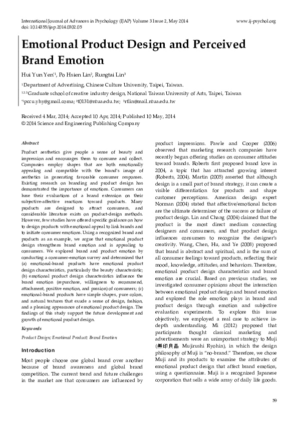 (PDF) Emotional Product Design and Perceived Brand Emotion