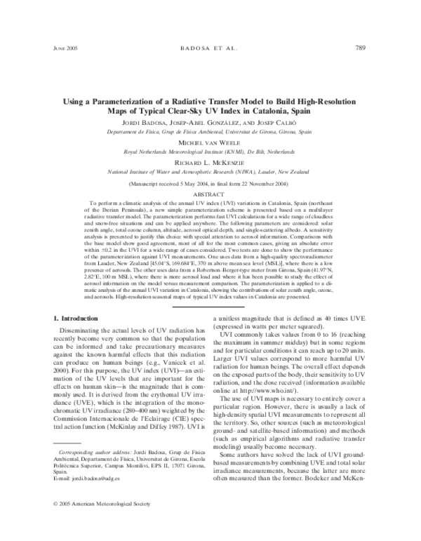 Pdf Using A Parameterization Of A Radiative Transfer Model To Build 9720