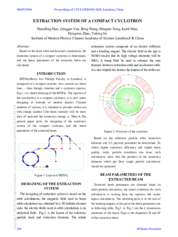 (PDF) Extraction System of a Compact Cyclotron