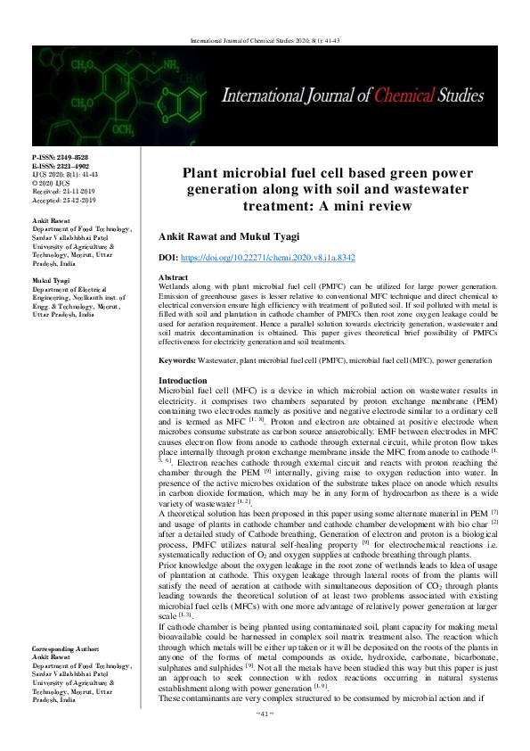 (PDF) Plant microbial fuel cell based green power generation along with soil and wastewater ...