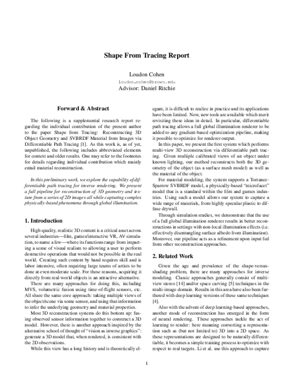 (PDF) Shape From Tracing Report | Loudon Cohen - Academia.edu