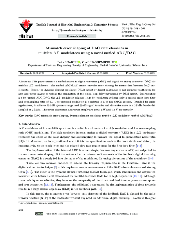 Pdf Mismatch Error Shaping Of Dac Unit Elements In Multibit ∆Σ Modulators Using A Novel