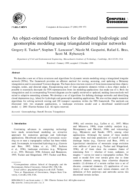 (PDF) An object-oriented framework for distributed hydrologic and geomorphic modeling using ...