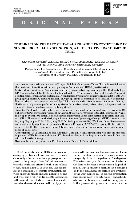 (PDF) Combination Therapy Of Tadalafil And Pentoxifylline In Severe ...