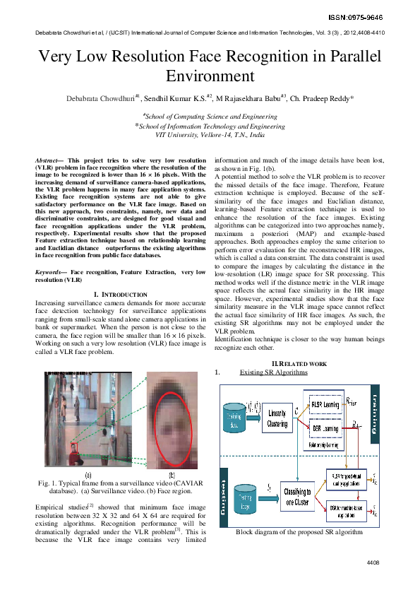 (PDF) Very Low Resolution Face Recognition in Parallel Environment