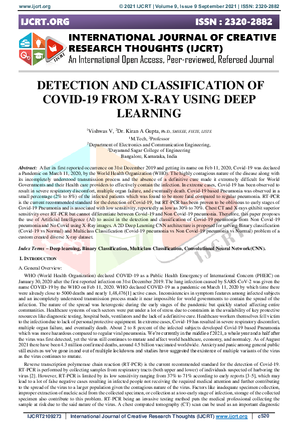 (PDF) COVID-19 Detection via Deep Learning X-Ray Analysis