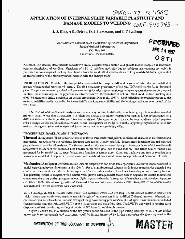 (PDF) Application of internal state variable plasticity and damage ...