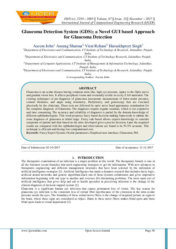 (PDF) Glaucoma Detection System ( GDS ) ; a Novel GUI based Approach ...