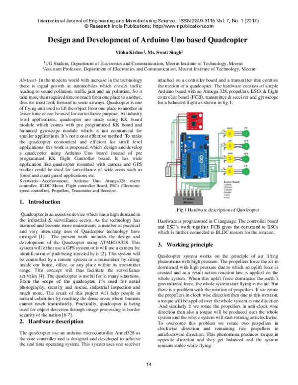 (PDF) Design and Development of Arduino Uno based Quadcopter
