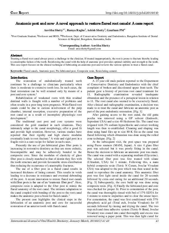 (PDF) Anatomic post and core- A novel approach to restore flared root ...